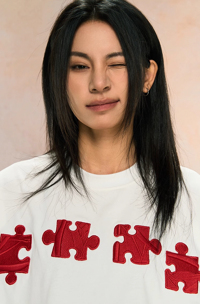 Unique 3D Textured Jigsaw Puzzle Embroidered Tee