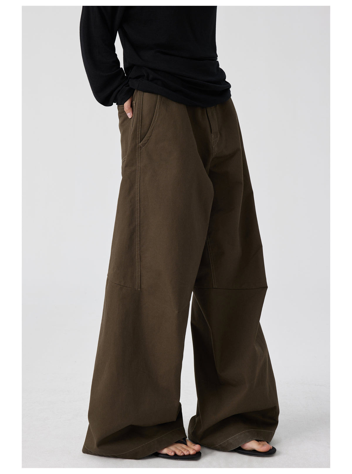 Wide-Leg Cotton Trousers by SIMPLE PROJECT | Chiclara