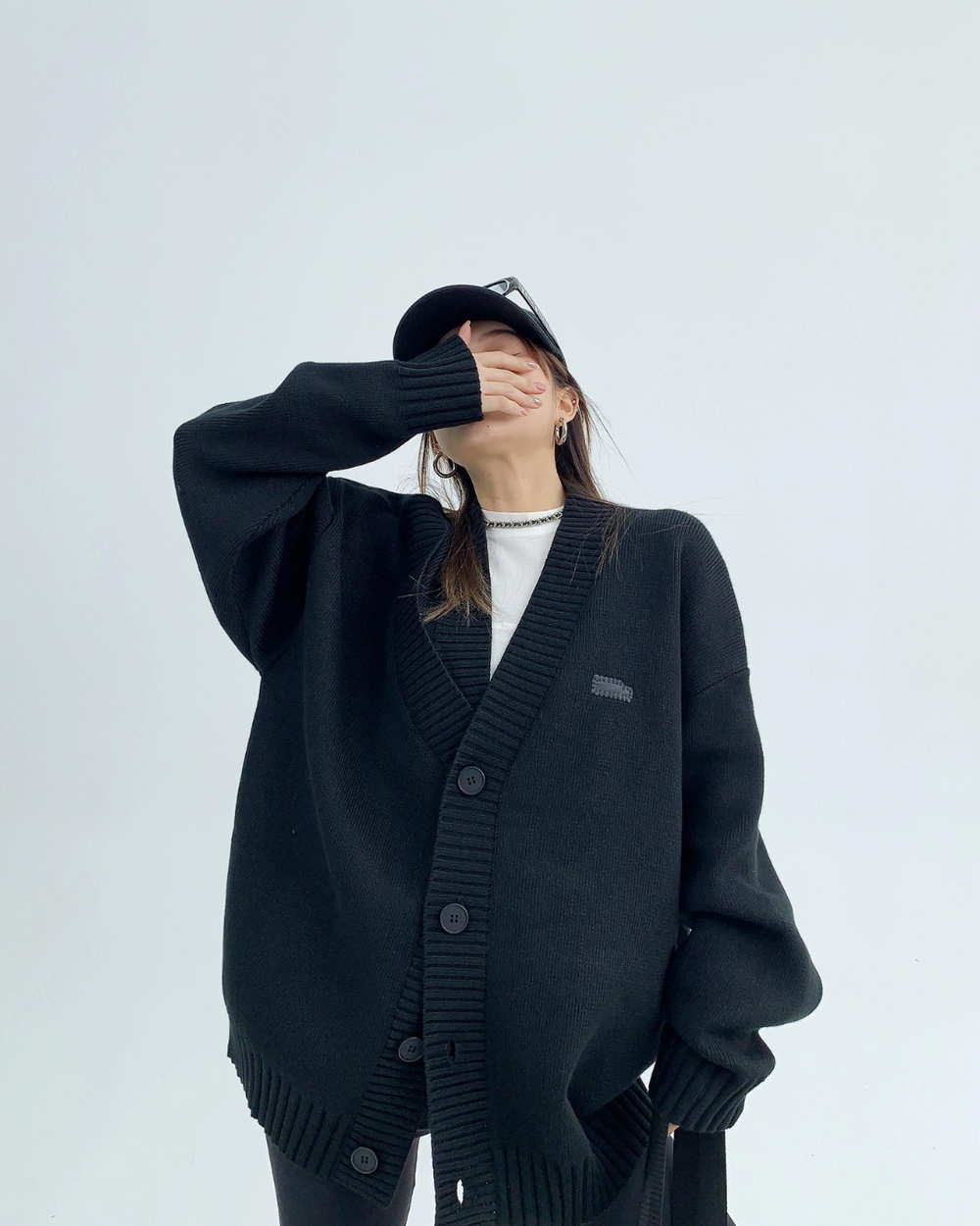 Asymmetrical Ink Studio Oversized Knit Cardigan