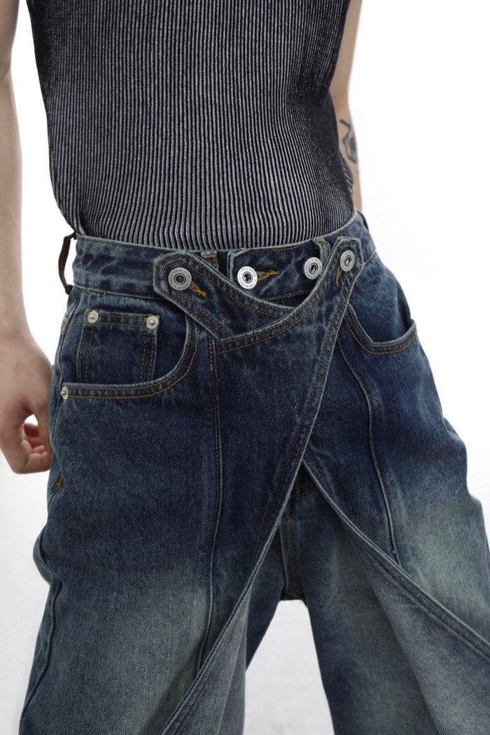 Layered Flared Denim Jeans