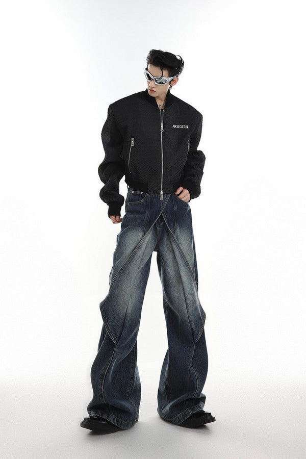 Layered Flared Denim Jeans