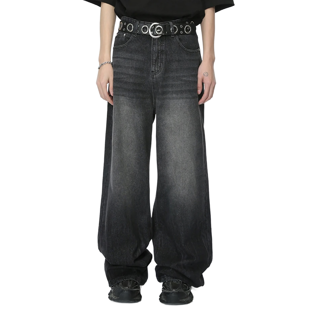 Charcoal Fade Wide-Leg Jeans