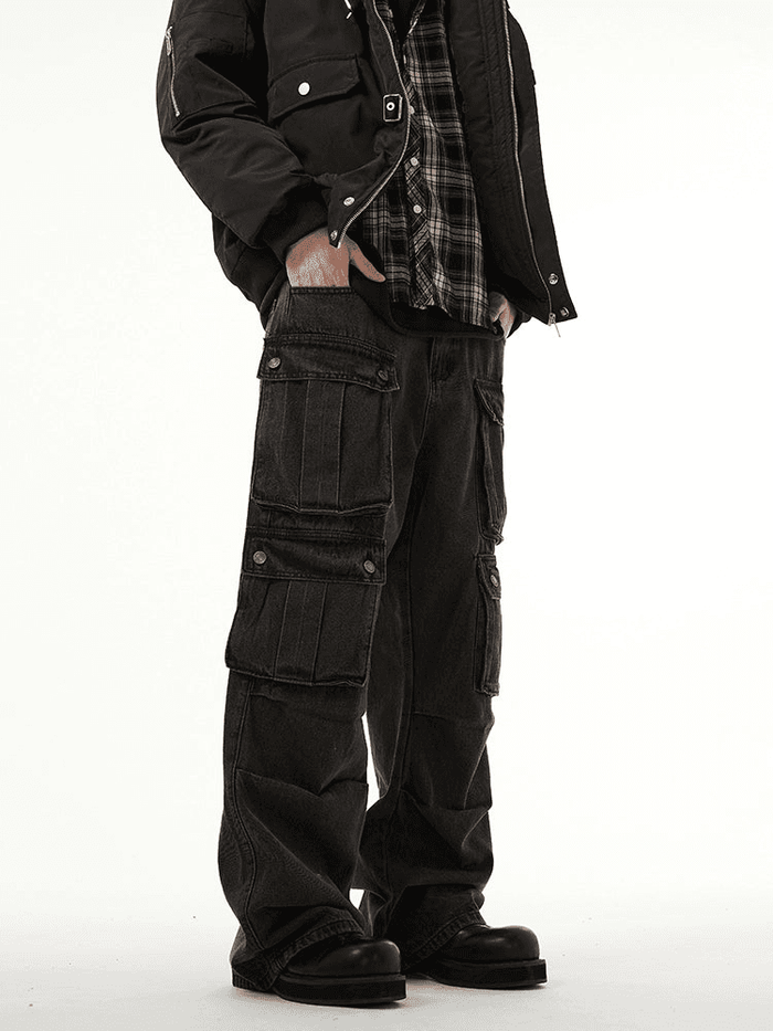 Heavy-Duty Multi-Pocket Workwear Cargo Jeans