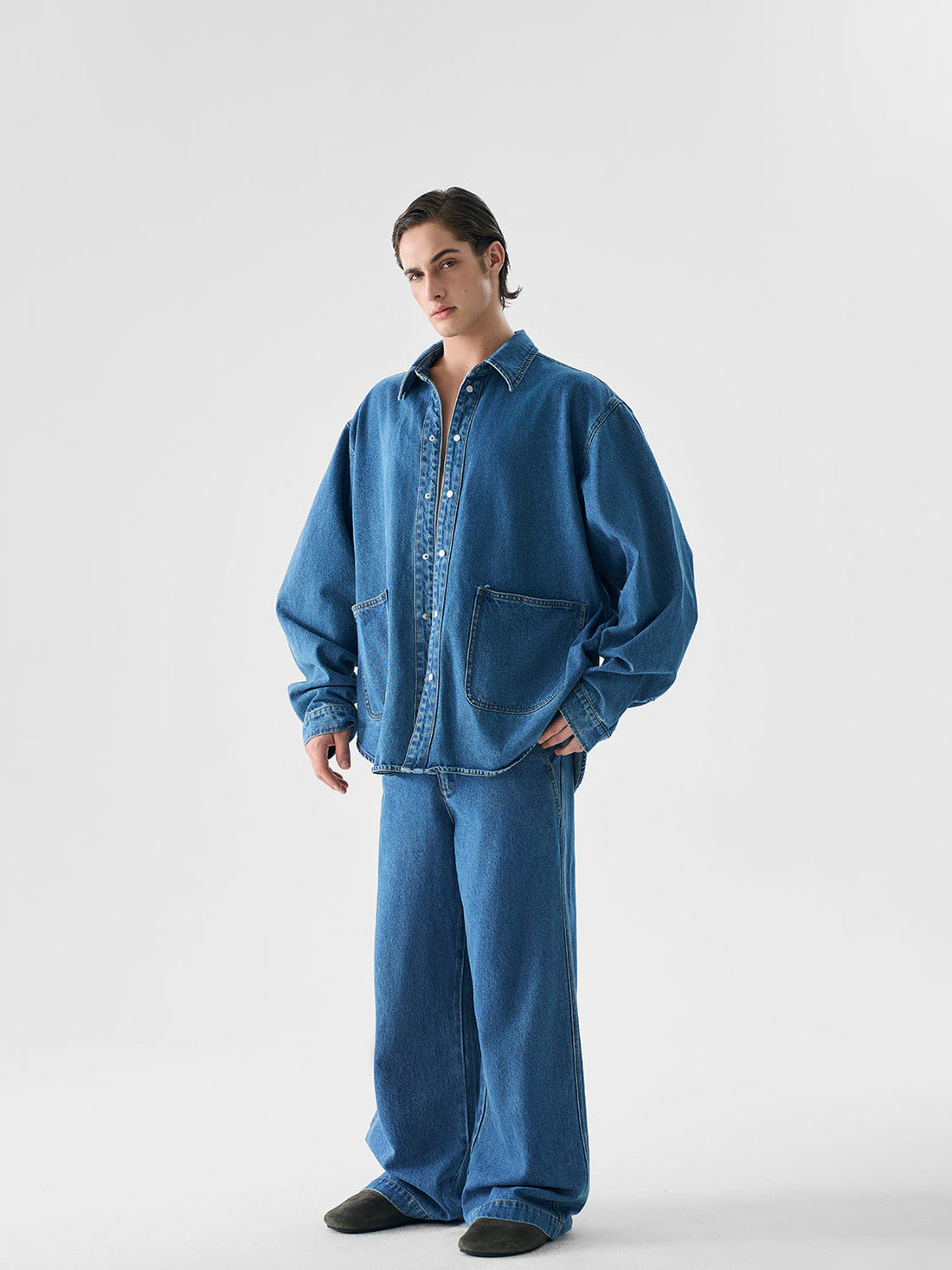 Urban Relaxed Denim Jacket Pants Set | Chiclara