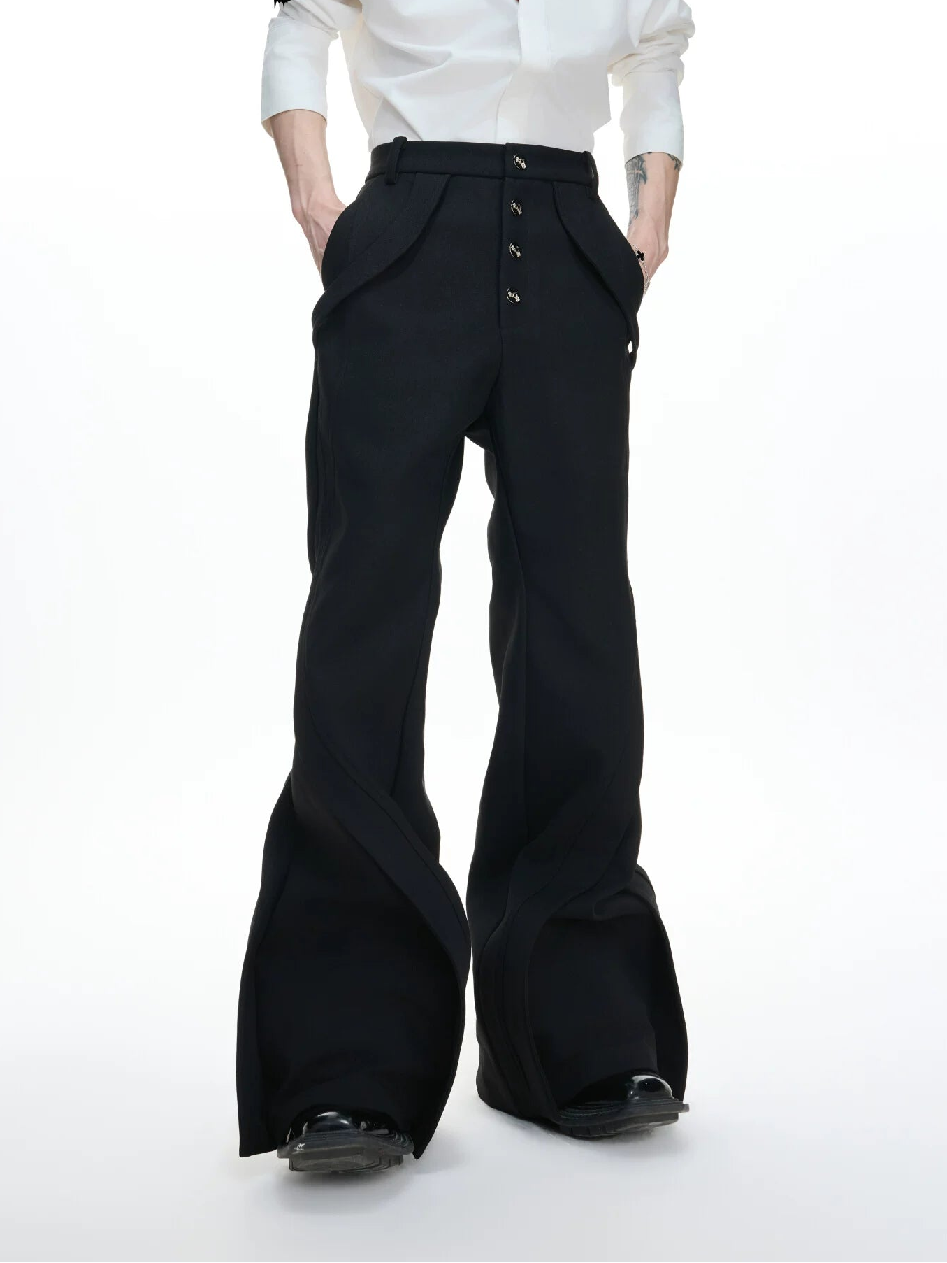 Abyss Wave Sculpt Flare Trousers | Chiclara