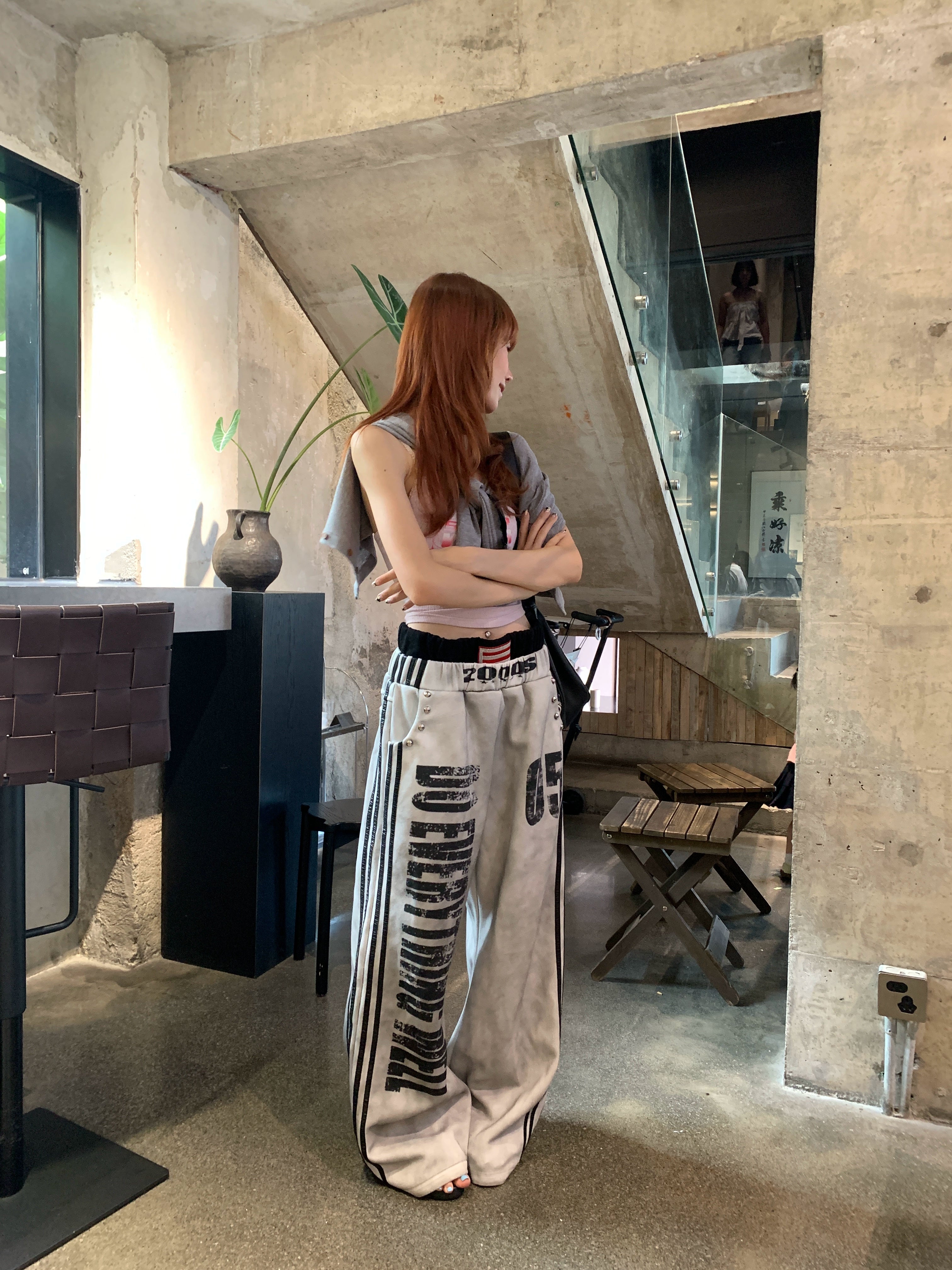 Grunge Relay 2000s Slogan Track Pants