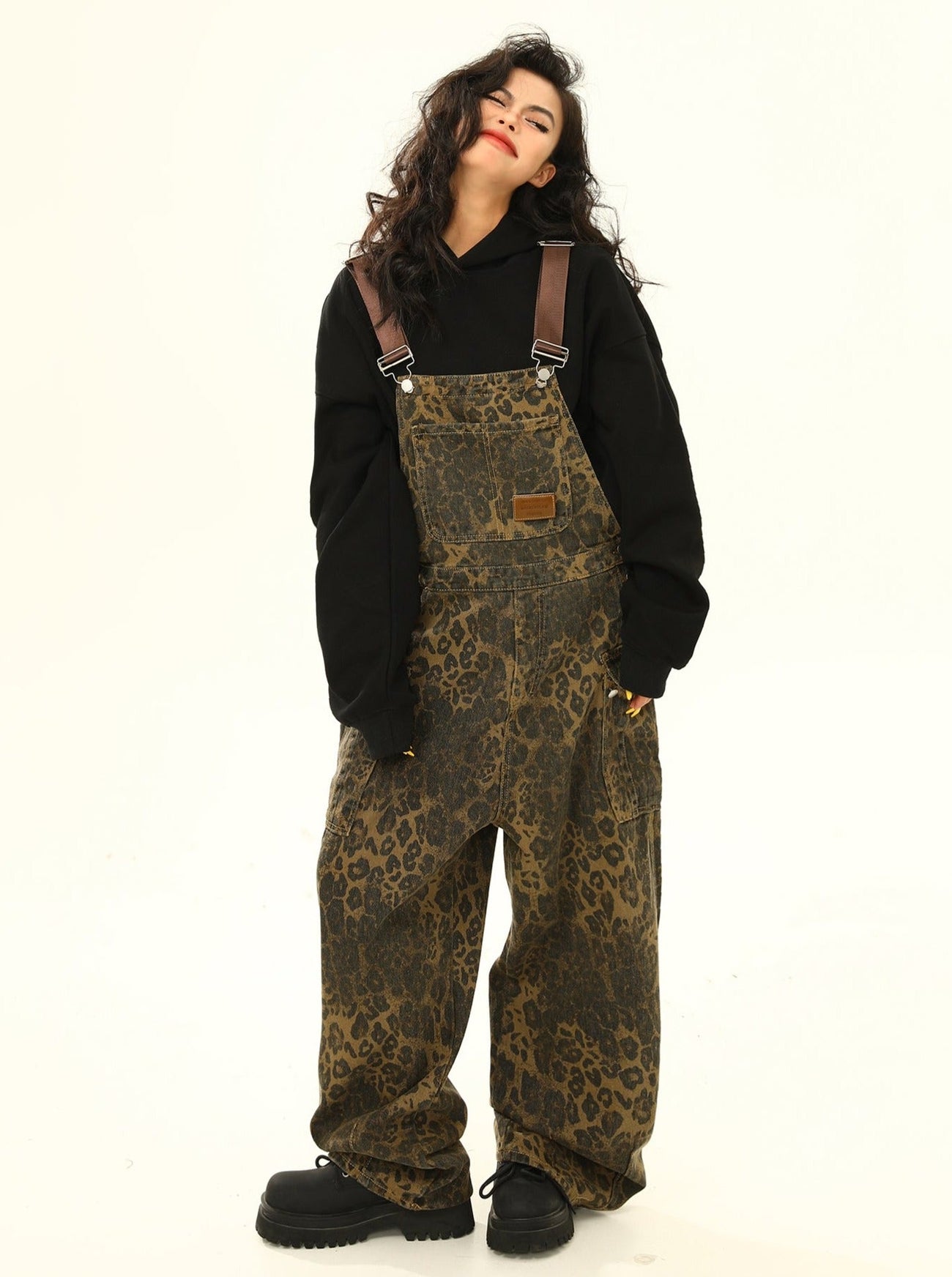 Leopard Print Denim Overalls | Chiclara