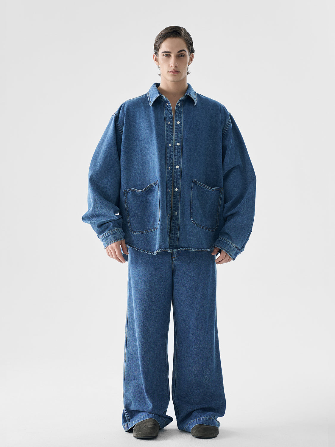 Urban Relaxed Denim Jacket Pants Set | Chiclara