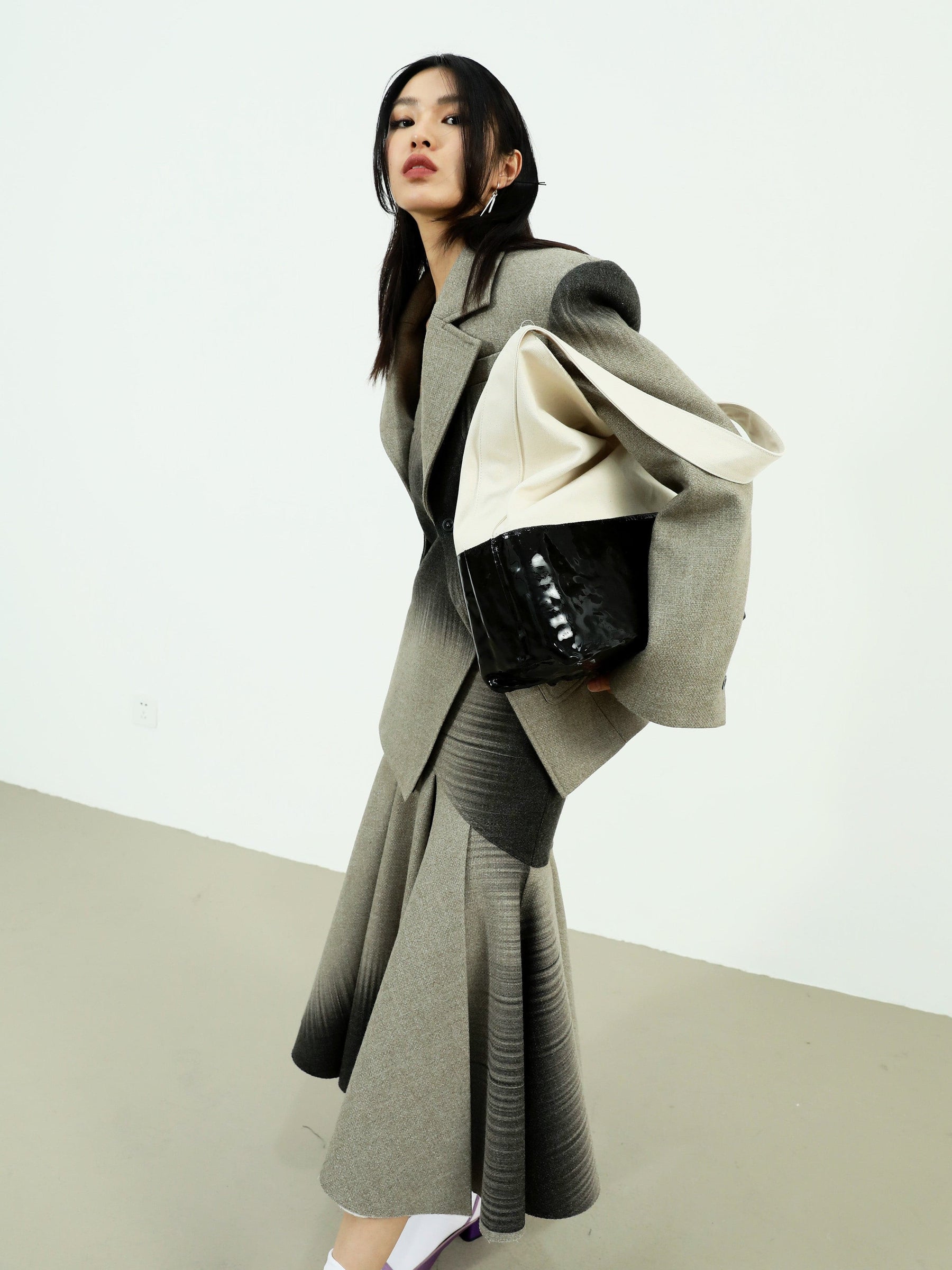 Elegant Gradient Wool Quilted Jacket