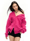 Double-Zip High Neck Knitted Jacket