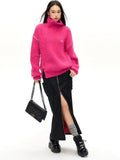 Double-Zip High Neck Knitted Jacket