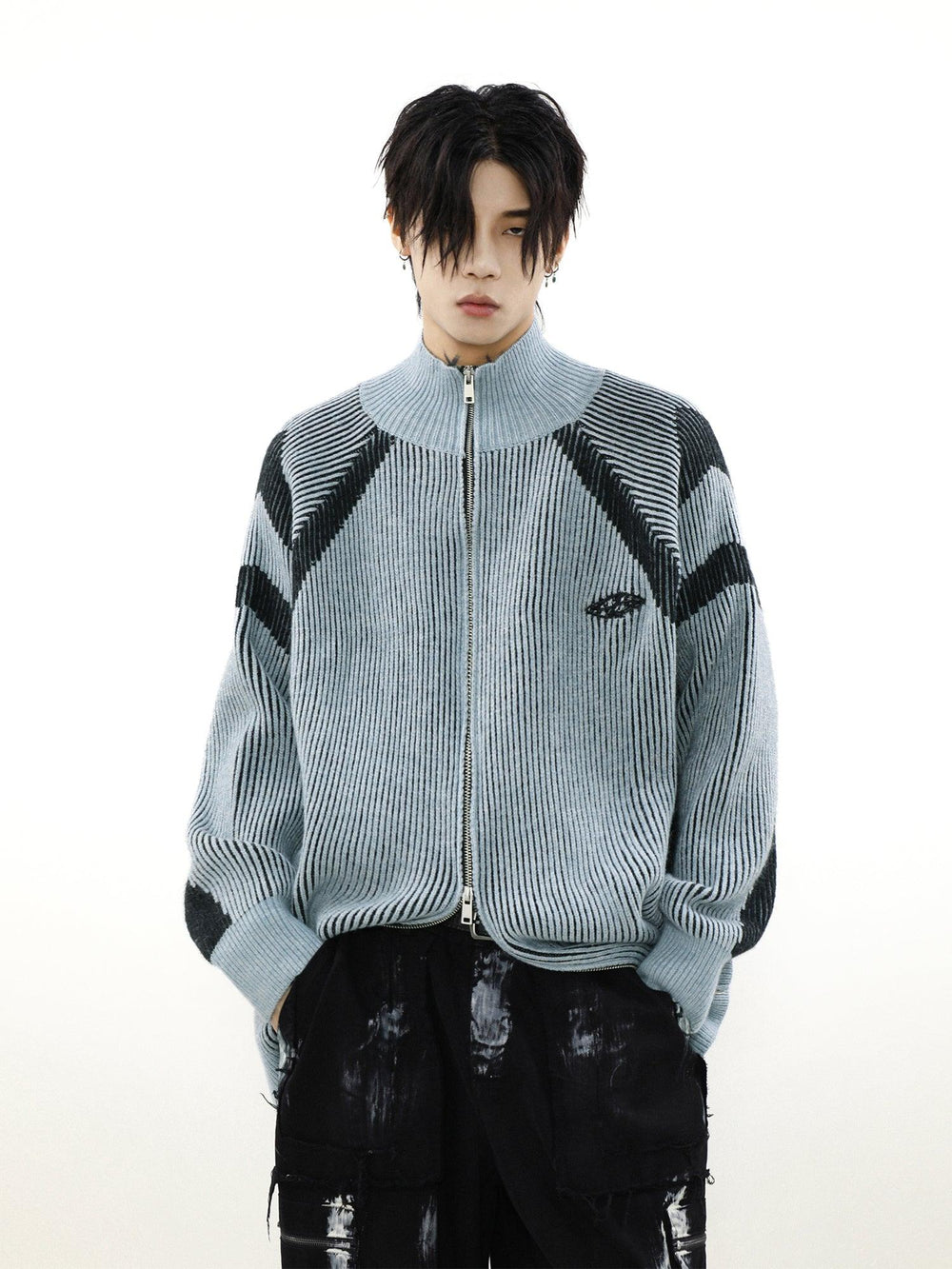 High-Neck Oversize Knit Cardigan | Chiclara