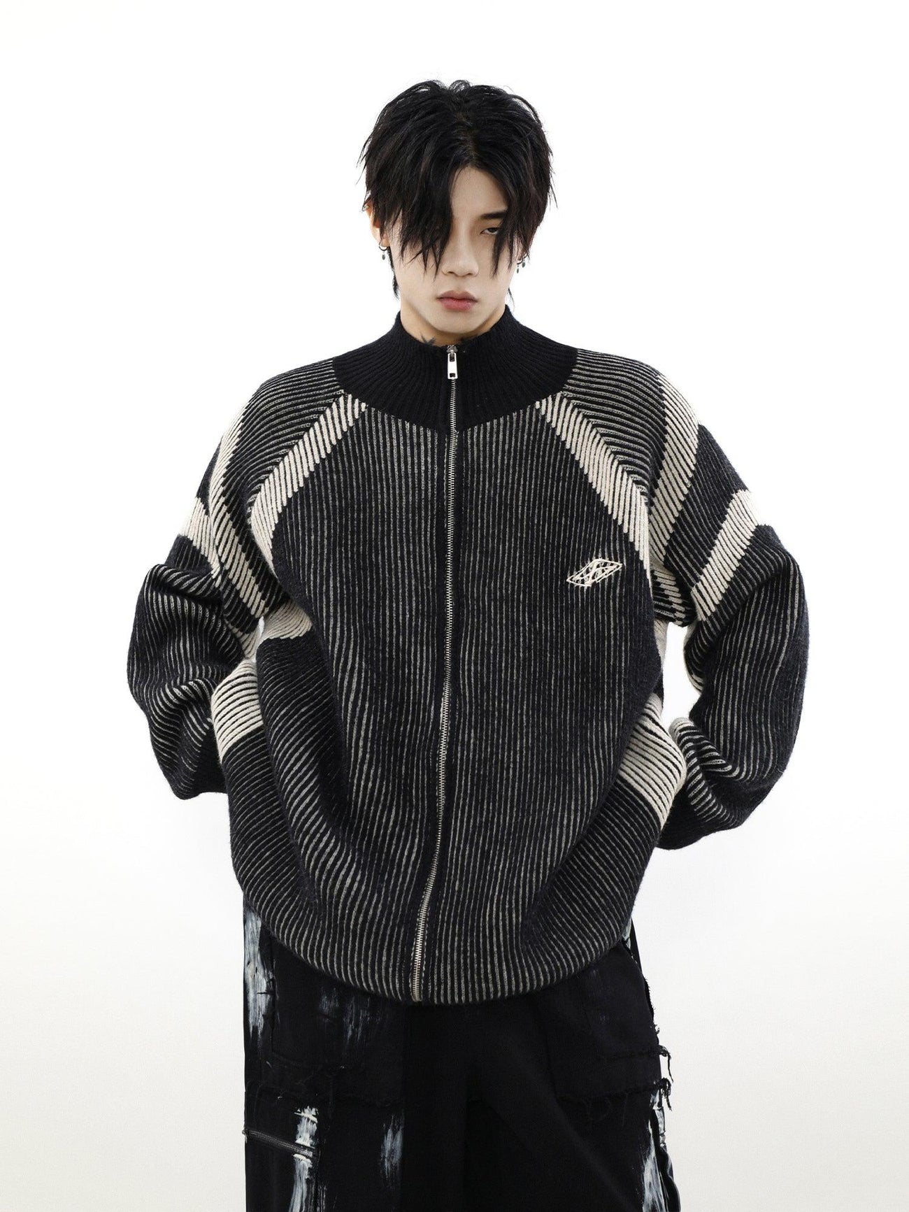 High-Neck Oversize Knit Cardigan | Chiclara